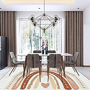 JBNJANKDAV Boho Rug Scandinavian Nursery Rainbow Print for Playroom with Neutral Area Carpet Patio Hallway Runner Mat Pad Minimalist Home Decor Living Room Bedroom Indoor Outdoor, Multi3, 90x150cm