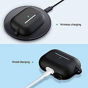 ULAK Compatible with Airpods Pro Case Cover, Soft AirPod Pro Case with Keychain for Girls Women Men Full-Body Protective Skin Silicone Cover Compatible with AirPods Pro (2019 Release), Black