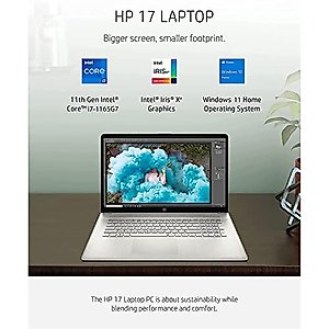HP 17 inch Laptop with Backlit Keyboard, Intel Core i7-1165G7 Processor, Intel Iris Xe Graphics, 17.3 inch FHD Display, Backlit Keyboard, Fingerprint Reader, HDMI, Windows 11 Home(32GB RAM | 1TB SSD)