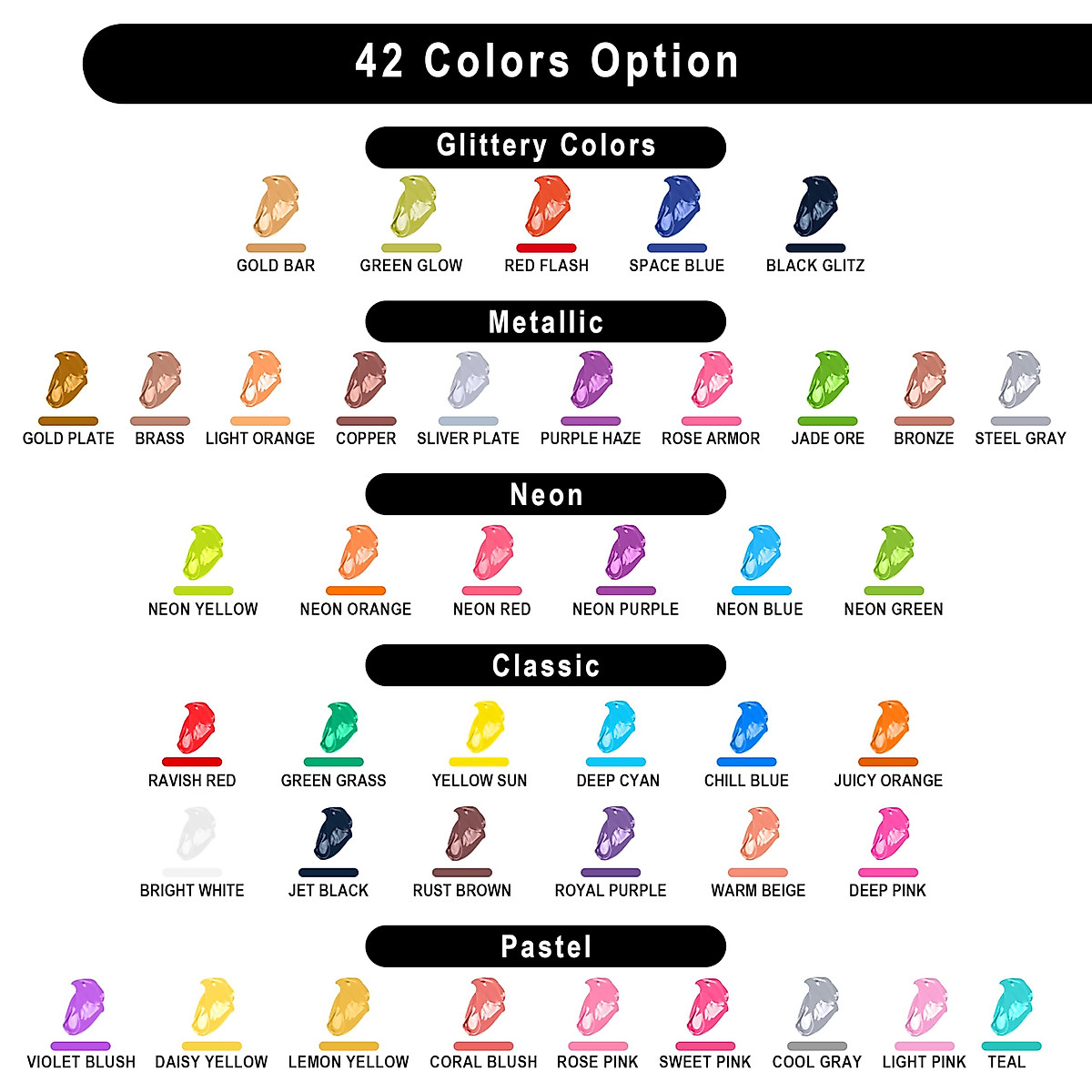 JOYIN Washable Tempera Paint Set for Kids 42PCS, Non Toxic Liquid Paint with 15 Brushes and 4 Palettes - Art Supply for Kids for Arts and Crafts Project, Finger Painting (2 oz Each)