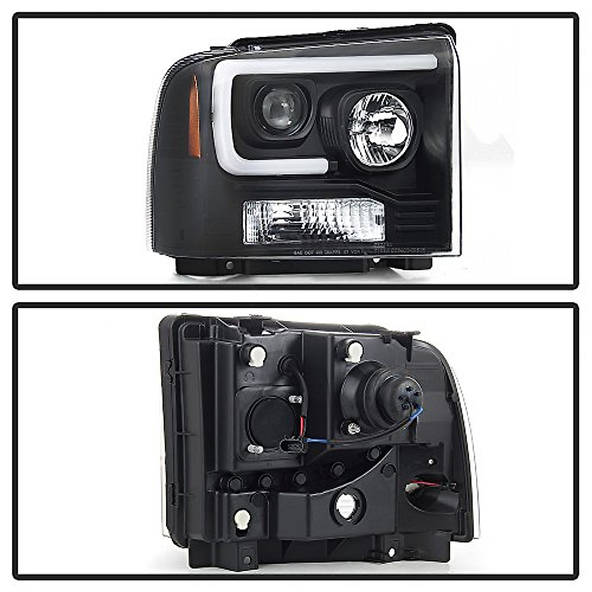 ACANII - For 2005-2007 Ford F250 F350 F450 Superduty Black LED Tube Projector Headlights Headlamps Pair Set Left+Right