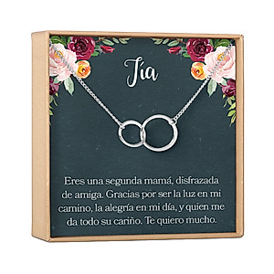 Dear Ava Collar Regalo Para Tía: Joyería, Cumpleaños, Día de la Mujer, Sobrina a Tía, 2 Asymmetrical Circles (silver-plated-brass, NA)