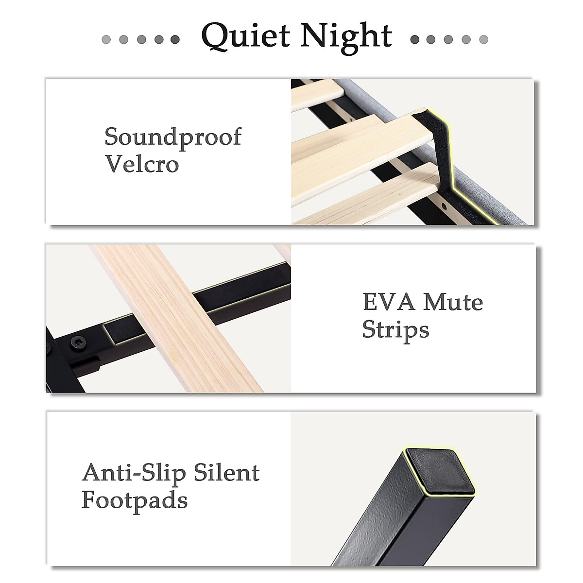 wOod-it Queen Size Platform Bed Frame with Headboard, Upholstered Bedframe with Wingback / 12 Solid Wooden Slats/No Box Spring Needed/Noise-Free/Easy Assembly, Light Gray