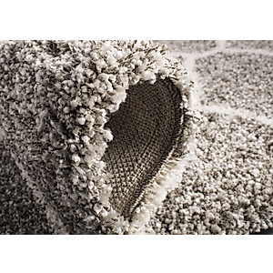 SAFAVIEH Hudson Shag Collection Area Rug - 6' x 9', Grey & Ivory, Moroccan Ogee Trellis Design, Non-Shedding & Easy Care, 2-inch Thick Ideal for High Traffic Areas in Living Room, Bedroom (SGH280B)