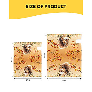 Fall Squirrels Magnetic Mailbox Covers Standard Size 18x21 Inch, Maple Leaves Autumn Mailbox Wraps Mailbox Post Cover Seasonal Fall Thanksgiving Holiday Mailbox Decor for Outside Garden Yard