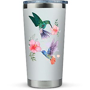 KLUBI Hummingbird Gifts for Women - Large 20oz Tumbler Mug for Coffee or Any Drink - Cute Idea for Bird Lovers