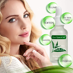 Green Tea Matcha Revitalizing Serum, For Face, Neck & Decollete, Antioxidant Facial Treatment, Smoothes Fine Lines & Wrinkles, Hydrates & Plumps Skin, Acnу Treatment and Dark Corrector