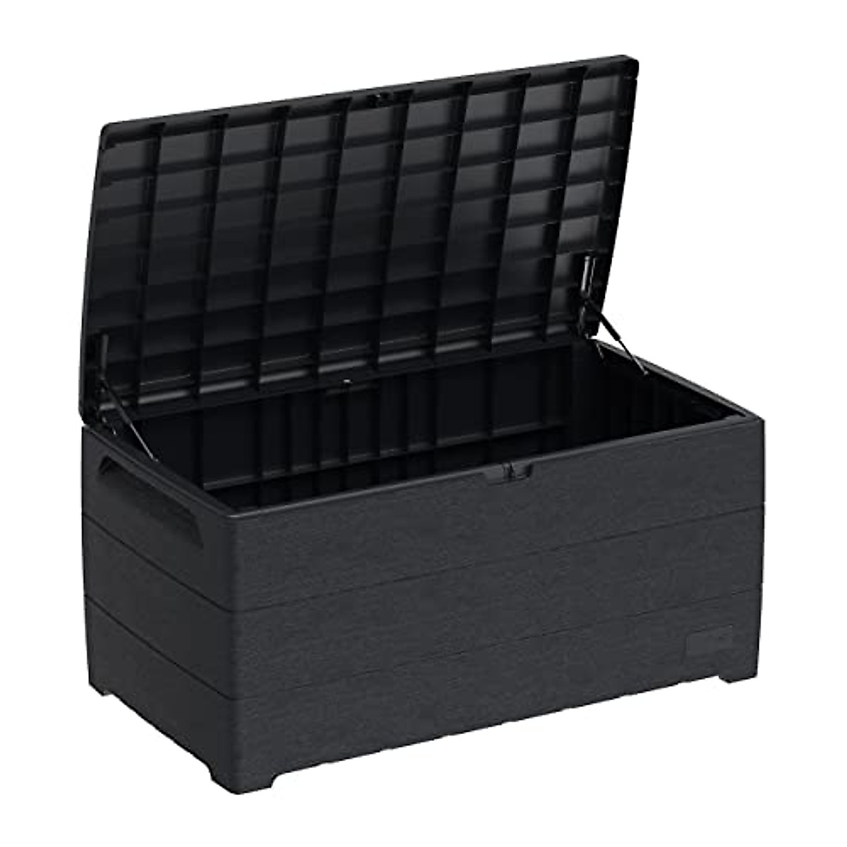 Duramax CedarGrain Durabox Outdoor Deck Box & Garden Furniture Organizer, Woodgrain Texture, Lockable Plastic Cushion Box, 416 liters, Grey