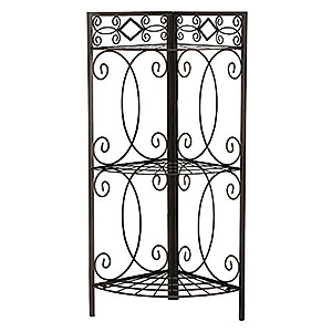 Kings Brand Furniture Metal 3 Tier Shelf Free Standing Corner Bathroom Towel Rack Organizer Stand, Pewter