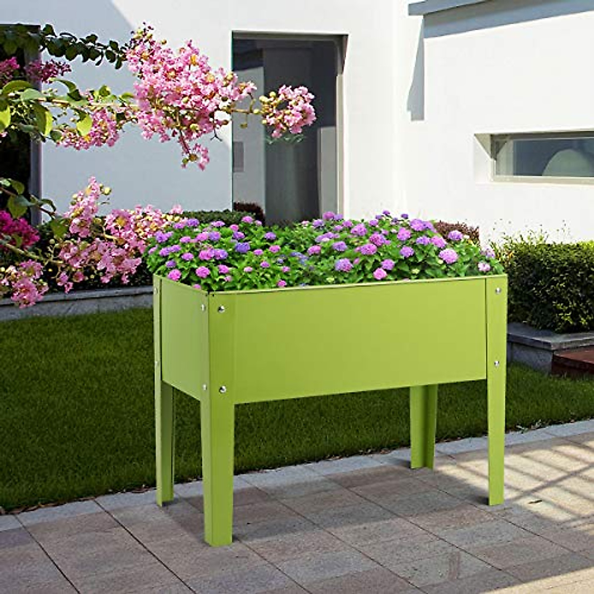 Giantex Raised Garden Bed, Elevated Planter, Metal Plant Box with Legs, Standing Garden Stand, Indoor and Outdoor Grow Container for Vegetables and Flowers (25" L x13W x18 H)