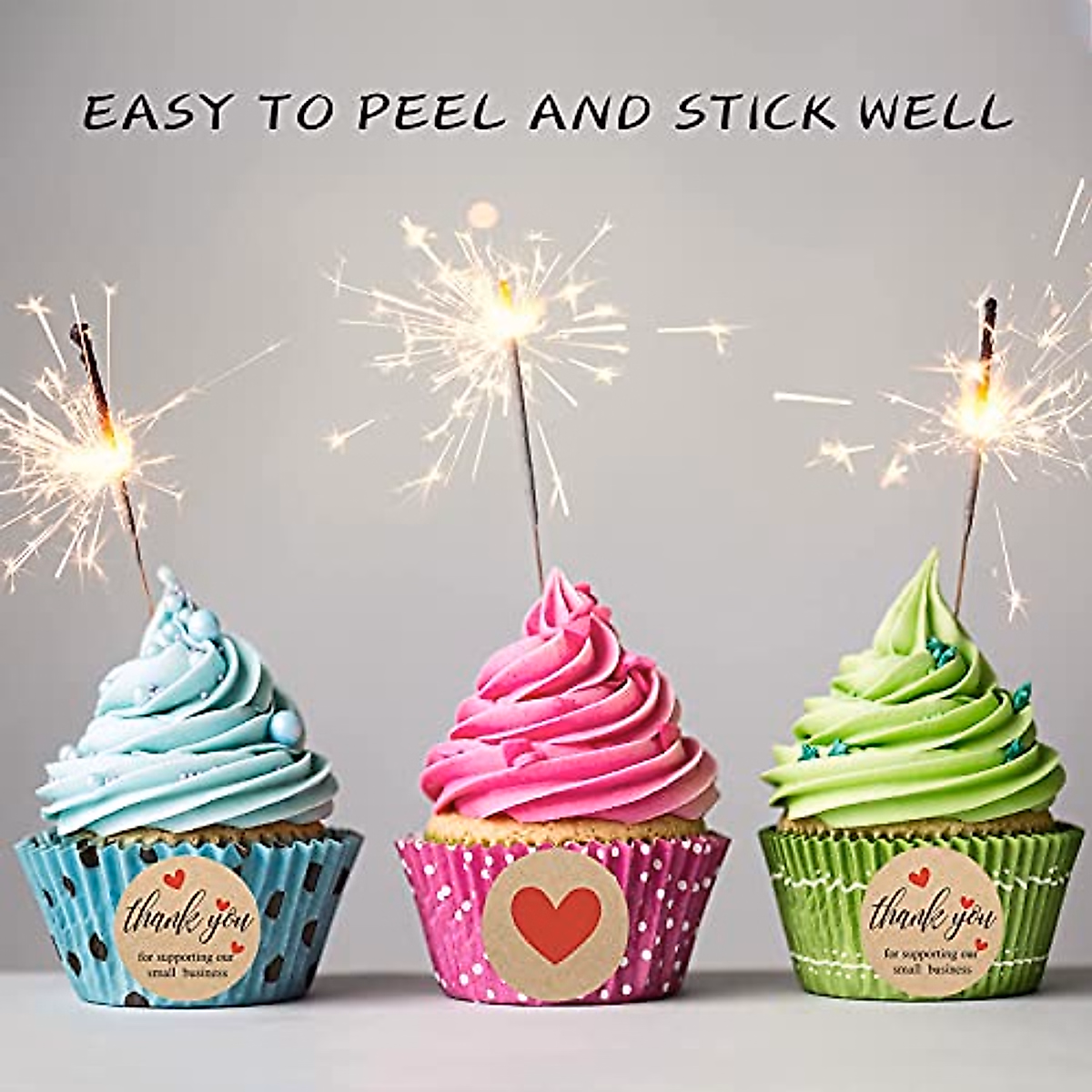 MGHLB 1.5'' Thank You Stickers, 1000PCS Kraft Paper Small Business Love Adhesive Label Rolls for Envelopes, Bags, Boxes, Handicrafts