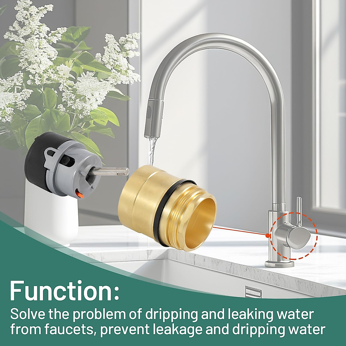 RP50587 Cartridge and RP51503 Bonnet Nut Faucet Valve Kit for Delta for DST Single Handle Kitchen and Lavatory Shower Faucets 36mm Motion Cartridge