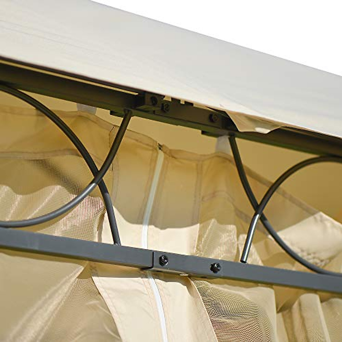 Freestanding Shelter Quality Double Tiered Grill Canopy, Outdoor BBQ Gazebo Tent with UV Protection, Beige 127" W