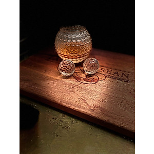 Golf Ball Shaped Whiskey Chillers, Single Whiskey Glass & Storage Bag - Non Lead Crystal Whiskey Stones for Chilling Vodka, Whiskey & Scotch - Fun Cocktail Glasses - Golf Drinking Accessories
