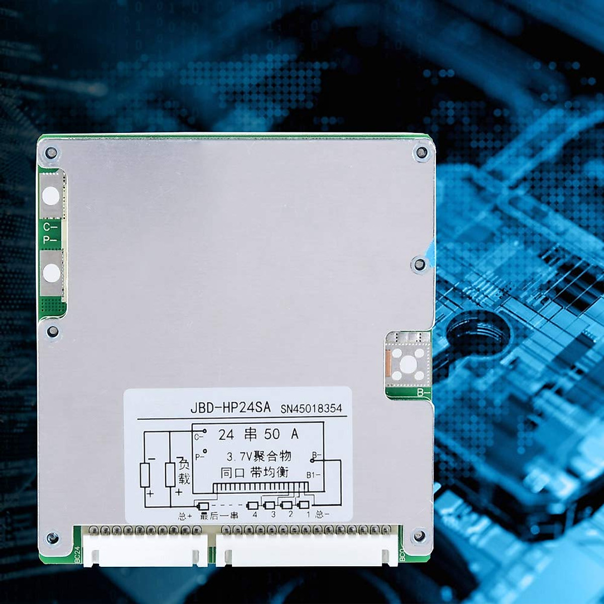 Battery Protection Module, 24 Strings 50A 3.7V Polymer Lithium Li-Ion PCB BMS Cell Protection Board Same Port Balanced Board