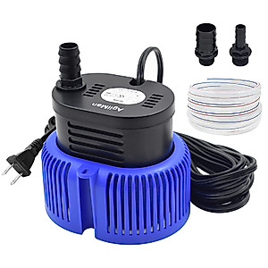 AgiiMan Pool Cover Pump Above Ground - Submersible Swimming Sump Inground Pump, Water Removal with 16' Drainage Hose and 25 Feet Power Cord, 850 GPH, 3 Adapters, Blue