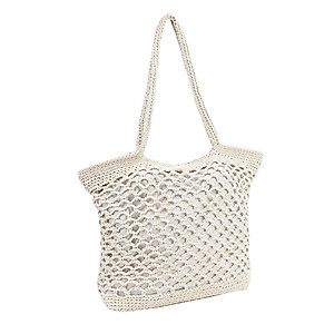 Felice Ann Large Cotton Woven Handbag Top-handle Bag Beach Boho Bag