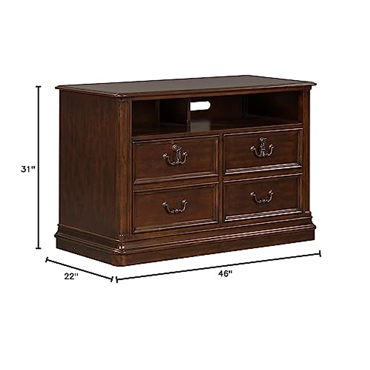 Liberty Furniture Industries Brayton Manor Jr Executive Media Lateral File, W46 x D22 x H31, Dark Brown