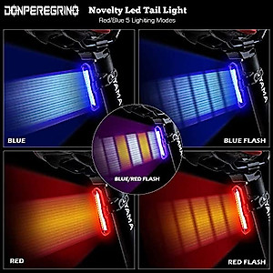 Bike Tail Light Powerful 110 Lumens - Waterproof & Rechargeable USB-C, Quick Release Mounts with 5 Red/Blue Modes for Night Riding, DON PEREGRINO B2 Rear Bike Light