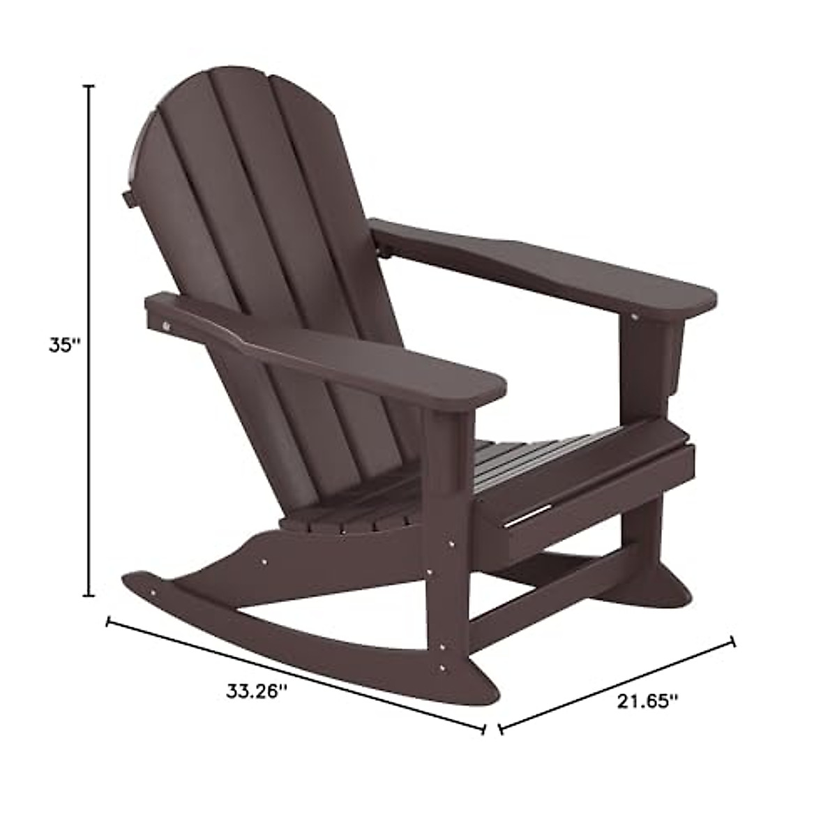 WO Home Furniture Patio Rocking Chair Set of 3 PCS Classic Outdoor Adirondack Rocker Chairs & Table (Dark Brown)
