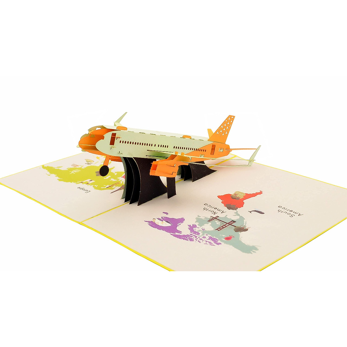 Airplane Pop Up Card come with Flying Butterfly,Ideal 3D Greeting Card for All Occasions,Happy Birthday, Graduation, Congratulations, Retirement,Pilots, Plane Travelers. 6"x8" when colsed. (Airbus)