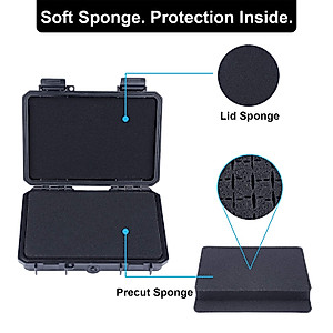 Lykus HC-1810 Mini Hard Case Dry Box with Foam Insert, Interior Size 7.1x4.72x1.5 inch, IP66 Splash-Proof