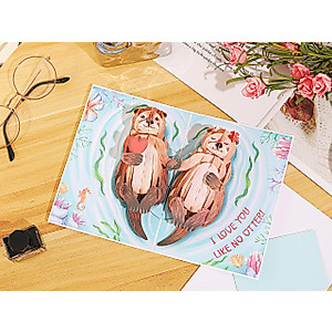 Liif Otter Half 3D Pop Up Anniversary Card For Wife, Husband, Couple, Funny Birthday Card - For Girlfriend, Boyfriend | With Message Note & Envelop | Size 7 x 5 Inch