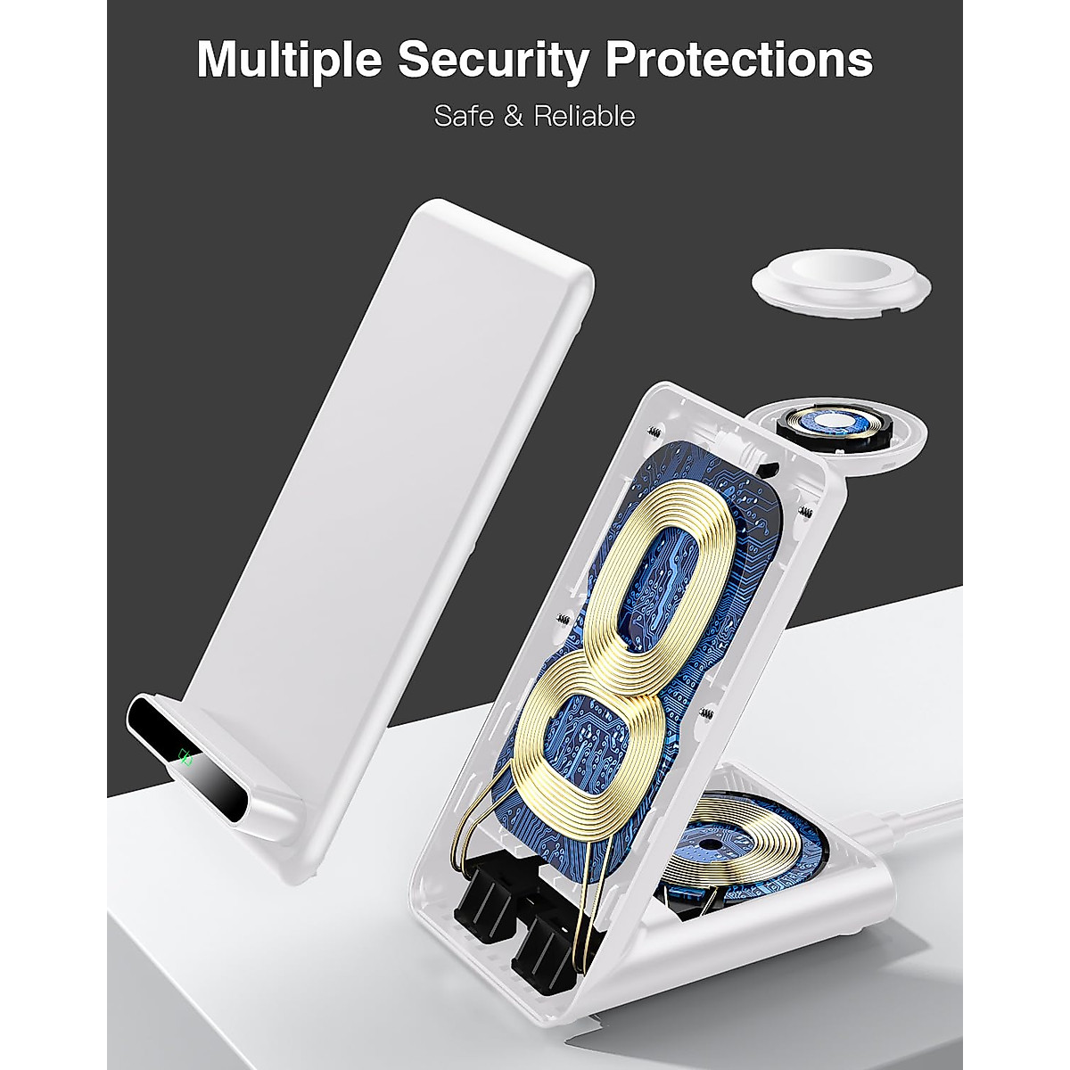 Wireless Charging Station,3 in 1 Wireless Charging Stand Made for Apple Watch Ultra 9 8 7 6 SE 5 4 3,Fast Wireless Charger Made for iPhone 15/Plus/Pro Max/14/13/12/11/X,for AirPods Pro(with Adapter)