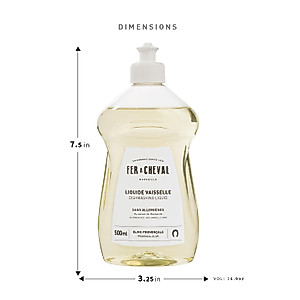 Fer à Cheval Dishwashing Liquid, Bottle Dish Soap Liquid, Provencal Olive Savon De Marseille Dish Detergent Liquid, Olive Oil Based from France - 2 Pack, 500ml/16.9 fl oz
