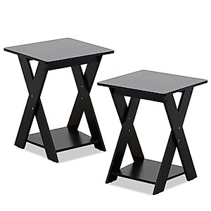 FURINNO Modern Simplistic End Table Set, 2-Pack, Espresso