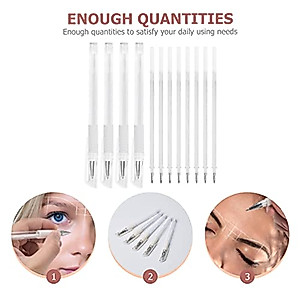 Eyebrow Mapping Pen Microblading Eyebrow Pen Microblading Pen Skin Marker Pen Eyebrow Makeup Position Mapping Mark Tools for Eyebrow Lip Skin Artists Marking Pen (4 pens + 8 replacement refills)