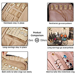 BAGSMART Travel Jewelry Organizer Case Small Jewelry Roll for Journey-Rings, Necklaces, Earrings, Bracelets, Soft Pink