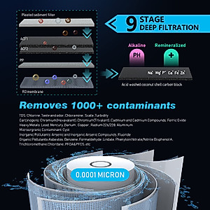 Frizzlife PD800-TAM4 RO Reverse Osmosis Water Filtration System, Alkaline Mineral, with MWT3 Mini Water Tank, with IMC-1 Ice Maker Installation Kit