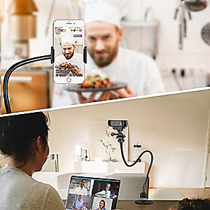 Webcam-Stand-Mount Phone Camera Desk-Clamp-Holder - 27 Inch Flexible Gooseneck Arm Mount Stand for Phone Gopro Hero Webcam C922 C930 C930e C920 Brio 4K C615 C922x C925e C920s C270 C310