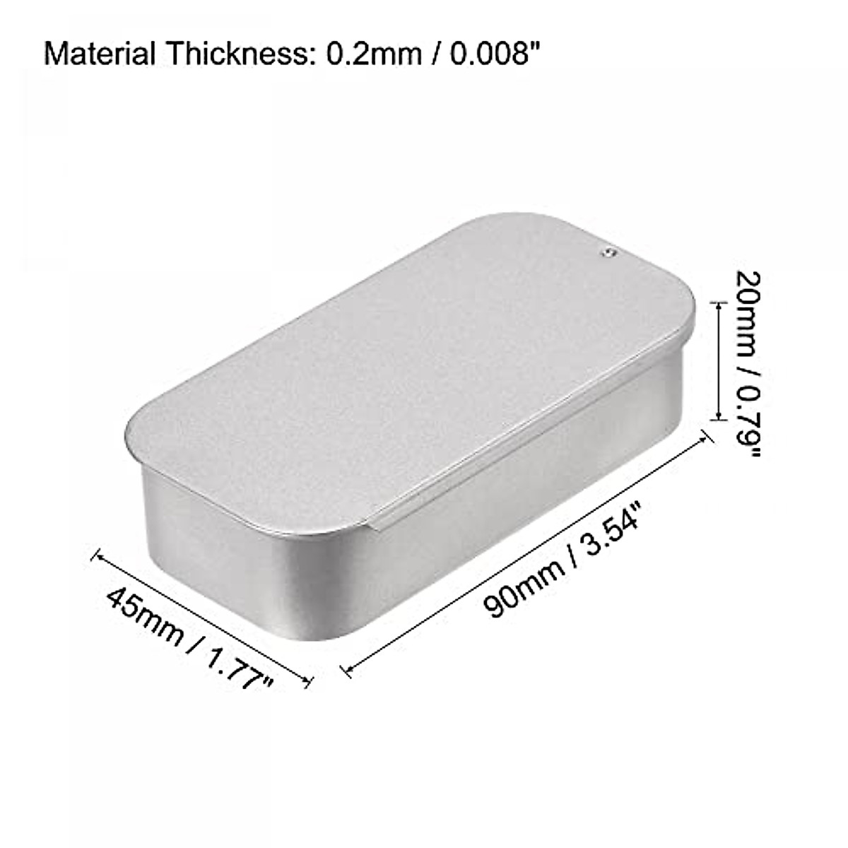 uxcell Metal Tin Box, 2pcs 3.54" x 1.77" x 0.79" Rectangular Empty Tinplate Storage Containers with Sliding Lids, Silver Tone