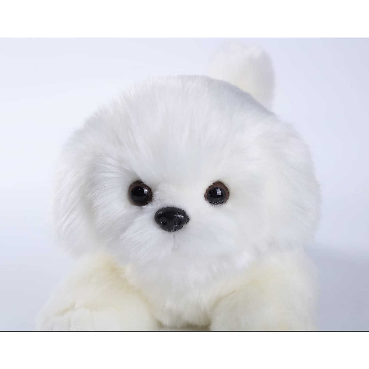 CU-MATE Maltese Stuffed Animal Simulation Dog -Realistic & Lifelike Soft Handmade Lying Dog Plush Toy Puppy -Present Gift for Boys and Girls