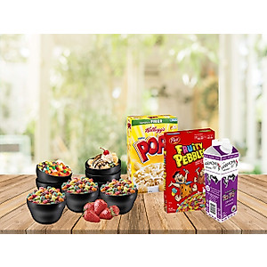 Bruntmor 8 Oz Ceramic Dessert Bowl Set of 6 in Matte Black, 8 Ounces Ceramic Chip and Dip Bowls, Small Ceramic Dish Set for Snacks, Nuts, Chip and Dip at Party, Thanksgiving and Christmas