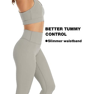 NEPOAGYM High Waisted Leggings for Women No Front Seam,Lightweight Yoga Leggings Buttery Soft 25 Inch 7/8 Length(Taupe,M)