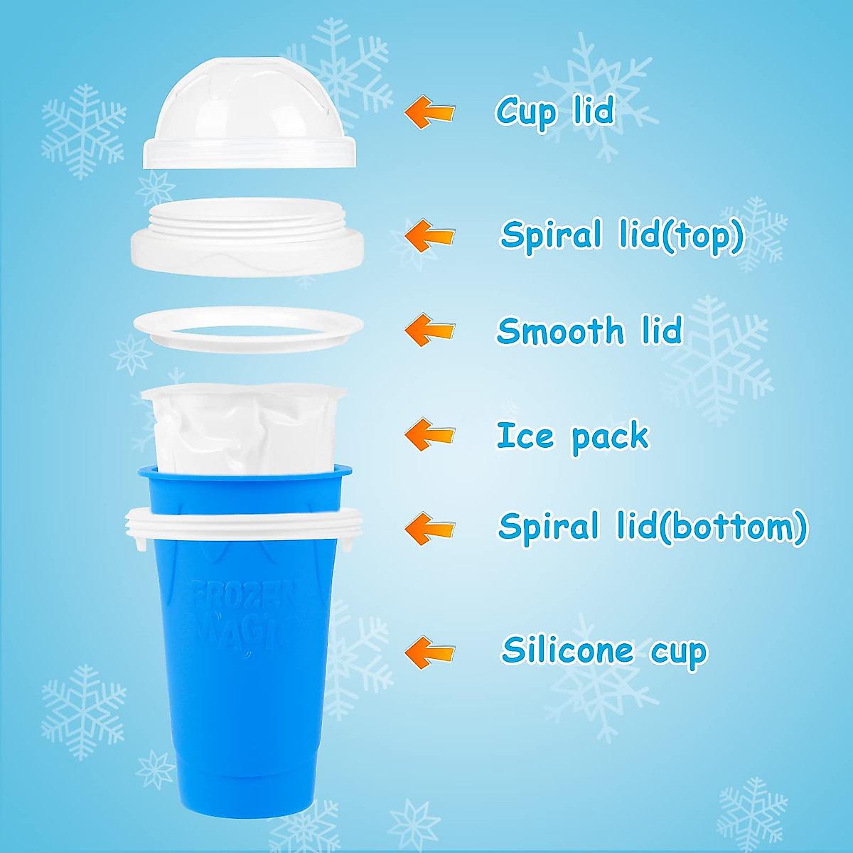 Slushie Maker Cup - TIK TOK Quick Frozen Magic Cup, Double Layers Slushie Cup, DIY Homemade Squeeze Icy Cup, Fasting Cooling Make And Serve Slushy Cup For Milk Shake, Smoothies, Slushies - Blue