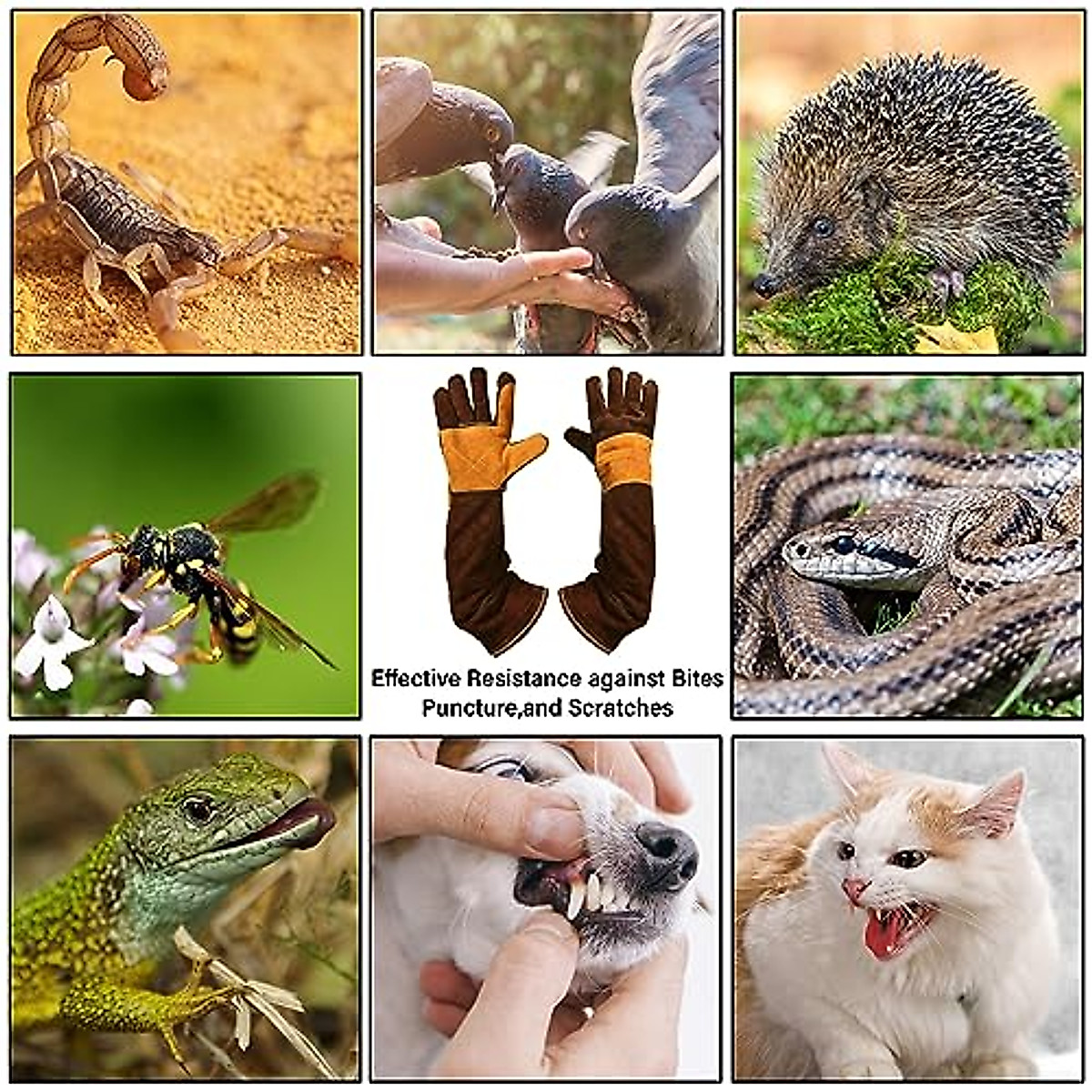 Animal Handling Gloves,Cat Bite Proof Gloves,Leather Welding Gloves For Men And Women,Multipurpose Dog Bite Gloves,Snake & Bird Handling Gloves For Cat Dog Bird Falcon Livestock Snake