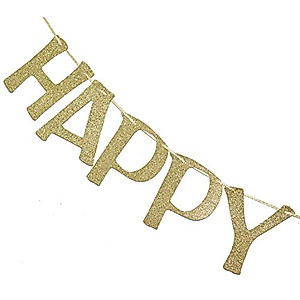 Happy 100th Day Banner Sign Gold Glitter for Baby Birthday Baby Shower Party Decorations Anniversary Decor Photo Booth Props