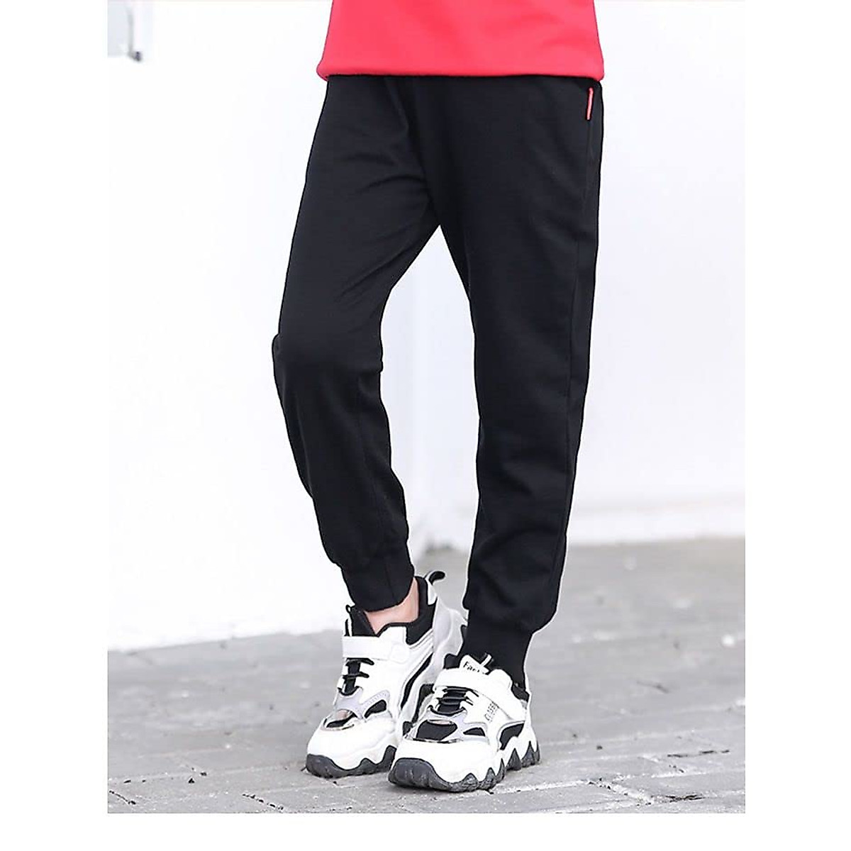 GFQLONG Toddler Baby Boys 2 Pack Cotton Active Jogger Pants,Kids Casual Athletic Sweatpants Solid Pocket Bottoms,Navy Blue+Blue 2-3T