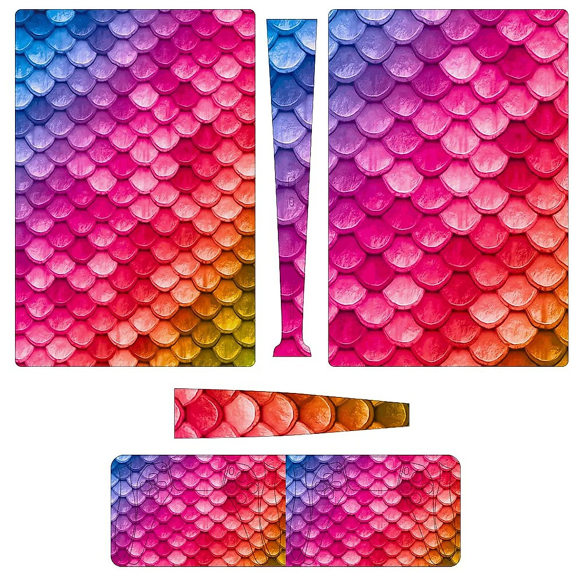 Beatiful Mermaid Fish Scale 3pcs Whole Body Decal Cover Sticker for PS5 Digital Edition for PS5 Console and Controller