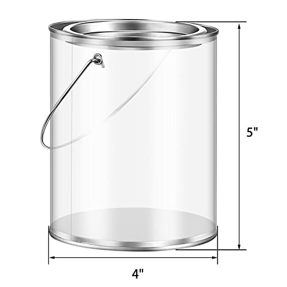 Clear Paint Cans Paint Bucket with Metal Lids and Handle Decorative Clear Plastic Bucket Storage Paint Can Plastic Paint Can Containers (12 Pack, 5 Inch Tall)