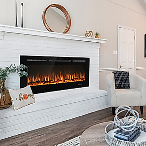 Dreamflame 60 inch Electric Fireplace, in Wall Fireplace Electric Heater,Remote & Touch Screen,Logs/Crystal Options, Thermostat,Overheating Protection, 0-9H Timer