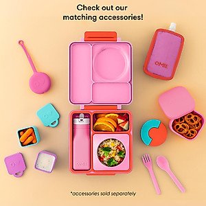 OmieBox Bento Box for Kids - Insulated Lunch Box with Leak Proof Thermos Food Jar - 3 Compartments, Two Temperature Zones (Single) (Packaging May Vary)