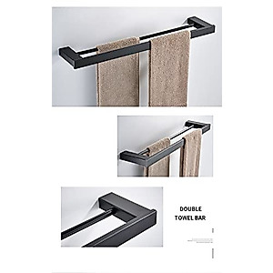 Towel Racks, Towel Rail for Bathroomwall Mounted Sus Double Towel Bars,Bathroom Towel Hanger,Bathroom Accessories Hand Towel Holder/Chrome/a (Black a)