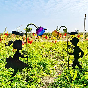 WUFEILY Solar Garden Lights 2 Pack, Boy Girl Silhouettes LED Solar Landscape Lights, Metal Solar Lights Outdoor Decorative for Garden, Landscape, Path, Yard, Patio, Driveway