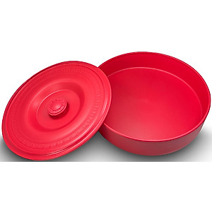 KSEV Tortilla Warmer Insulated Container with Lid (8.5" x 2.5"-Inch), BPA FREE Microwave & Dishwasher Safe Tortilla Holder Server Box For Tortilla, Flour Taco, Chapati, Flat Breads (1 Pack - Red)