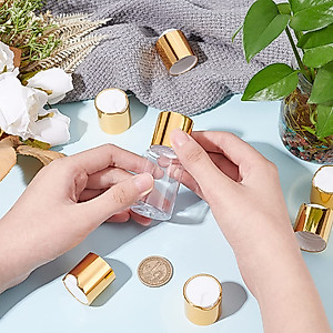 BENECREAT 12pcs Aluminized Replacement Plastic Press Caps, Golden Press Disc Caps Dispensing Lotion Bottle Closure for Squeeze Bottles Shampoo Bottle Dispensing Cap, Diameter 24mm Thread Type 410